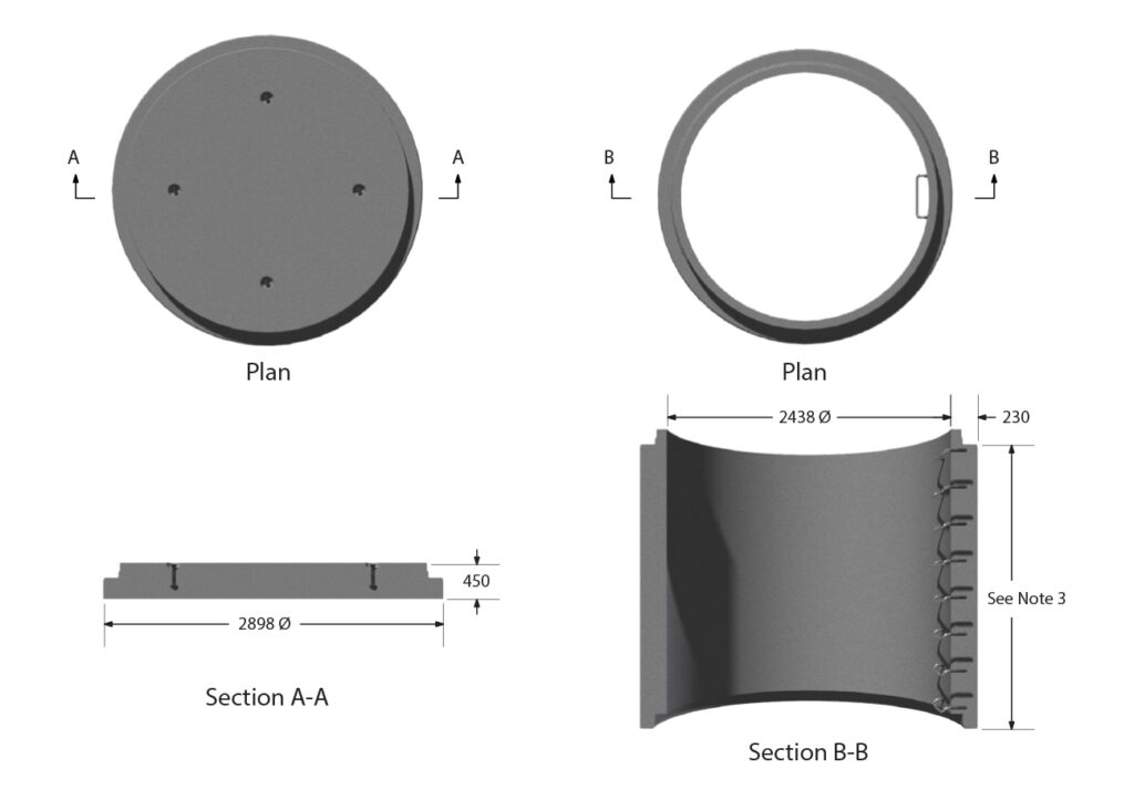 Maintenance Hole 2400mm Riser and Base Slab - MCON
