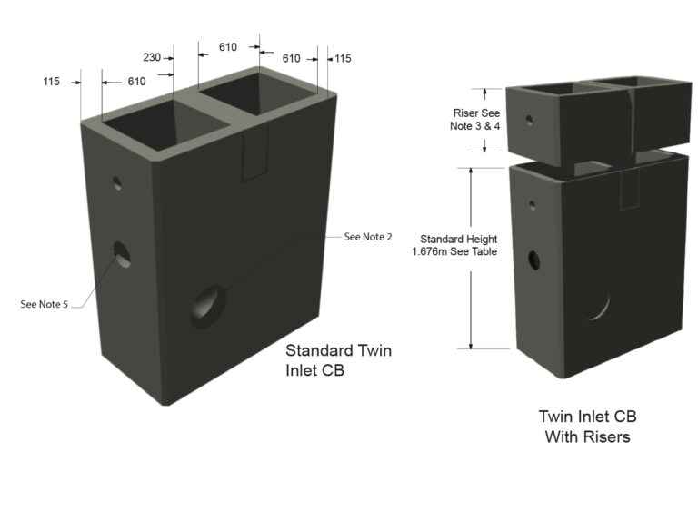 600 x 1450mm Twin Inlet Catch Basin - MCON